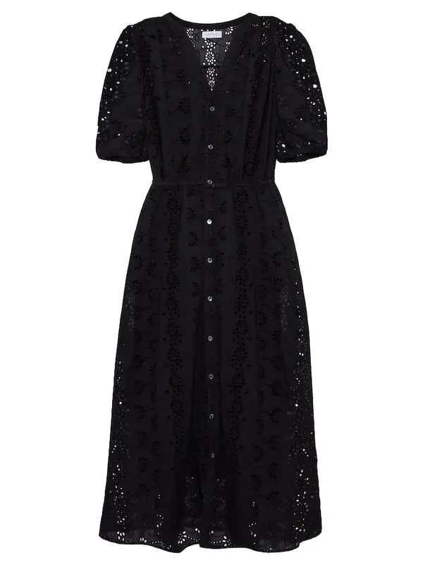 Velvet By Graham & Spencer Rorio Embroidered Cotton Midi Dress - Black