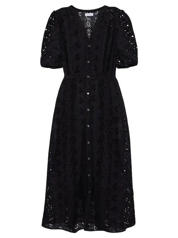 Velvet By Graham & Spencer Embroidered Cotton Midi Dress - Black