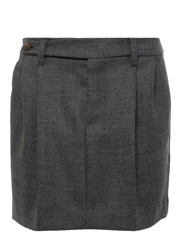 Brunello Cucinelli Pleated Virgin Wool Miniskirt - Grey