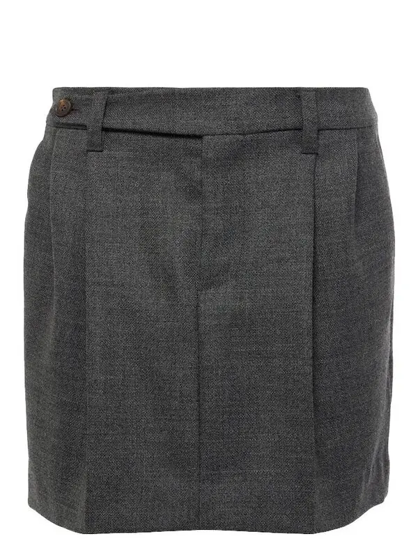 Brunello Cucinelli Pleated Virgin Wool Miniskirt - Grey