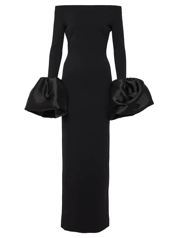 Solace London Talia Off-shoulder Crêpe Gown - Black