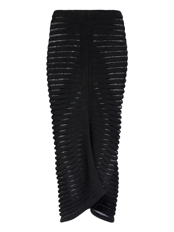 Alaïa Skeleton Knitted Midi Skirt - Black