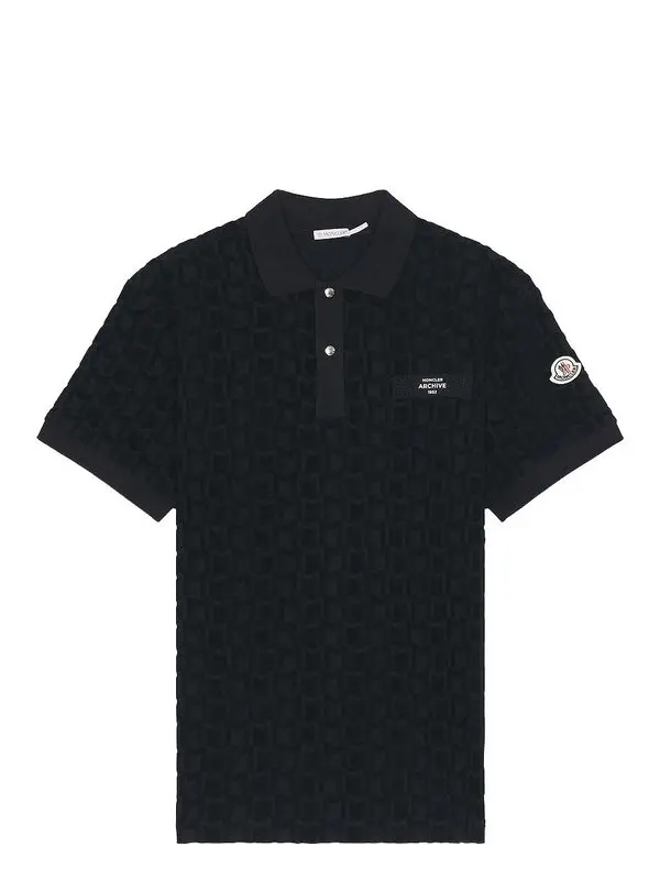 Moncler Short Sleeve Polo In Blue - Dark Navy Blue
