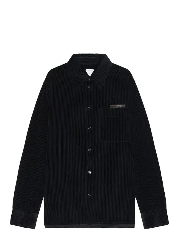 Bottega Veneta Light Cotton Corduroy Shirt In Blue - Midnight Blue
