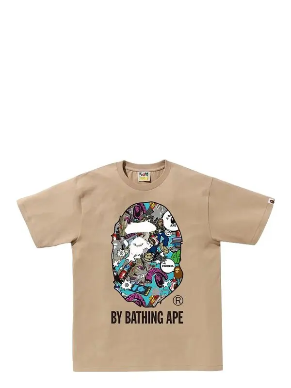 A BATHING APE Comic Art Ape Head Tee Shirt - Beige