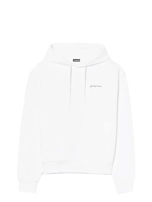 Jacquemus Le Sweatshirt Brode Embroidered Logo Hoodie - White