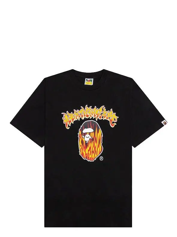 A BATHING APE Mad Flame Ape Head Relaxed Fit Tee Shirt - Black