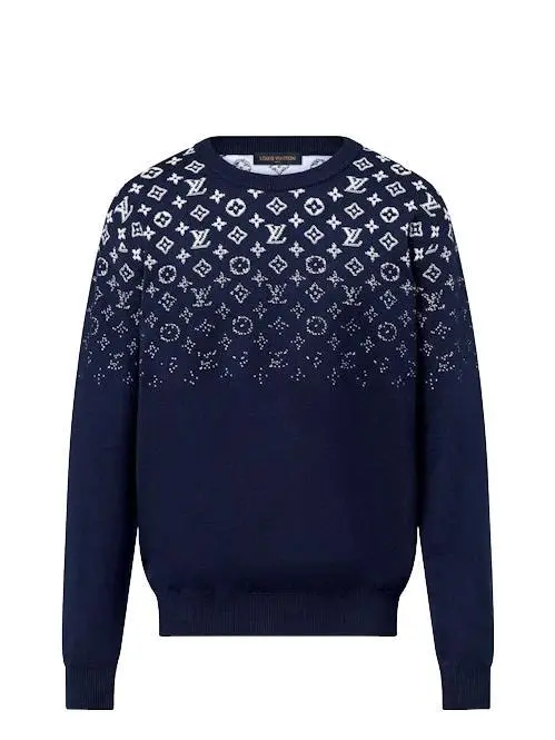 LOUIS VUITTON Gradient Cotton Crewneck Sweatshirt - Navy Blue