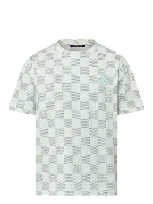 LOUIS VUITTON Printed Shortsleeved Cotton Damier Monogram T-shirt - Milky White