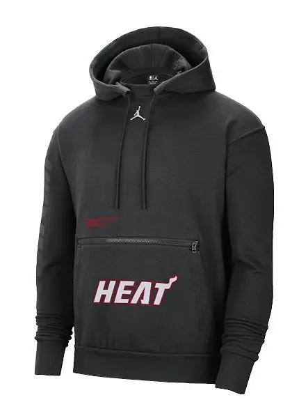 JORDAN Nba Miami Heat Courtside Statement Loose Fit Hoodie - Black