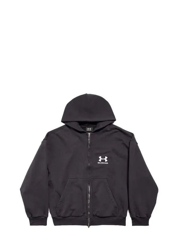 Balenciaga Zip-up Hoodie Regular Fit - Black/white