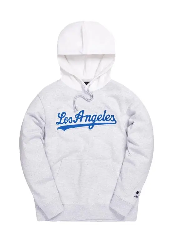 Kith For Major League Baseball Los Angeles Dodgers Script Hoodie - Light Heather Grey