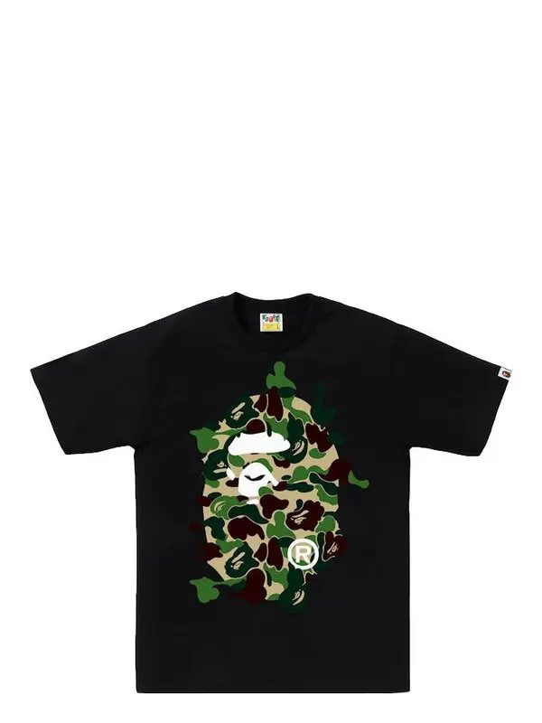 A BATHING APE Abc Camo Rebuild Big Ape Head Tee Shirt - Black/green