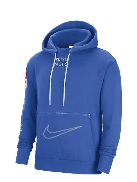 Nike Nba Brooklyn Nets Courtside City Edition Loose Fit Hoodie - Royal Blue