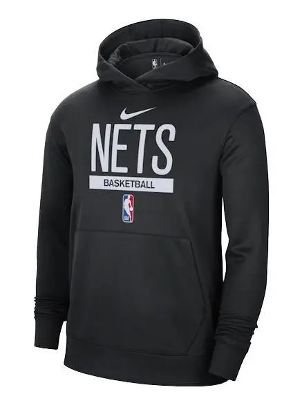 Nike Nba Brooklyn Nets Spotlight Pullover Dri-fit Loose Fit Hoodie - Black