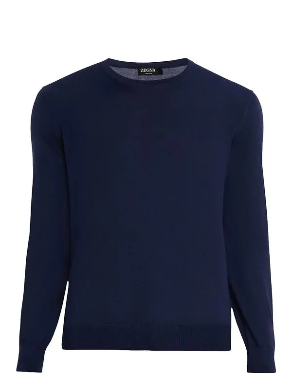 Zegna Cashseta Cashmere And Silk Crewneck Sweater - Md Blu Sld