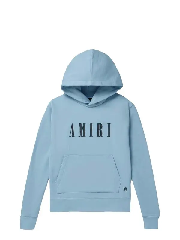 Amiri Logo-print Cotton Jersey Hoodie - Light Blue