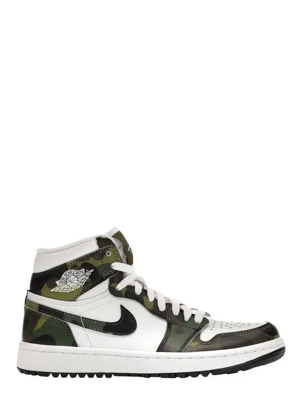 JORDAN 1 High Golf Camo Sneakers - Legion Green/white/black