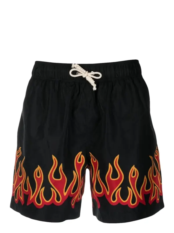 Palm Angels Printed Swim Shorts - Black/orange