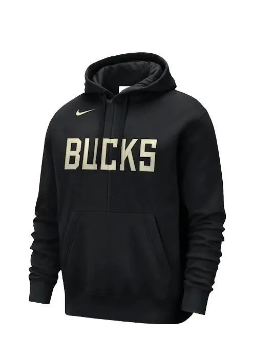 Nike Nba Milwaukee Bucks Courtside Fleece Loose Fit Hoodie - Black