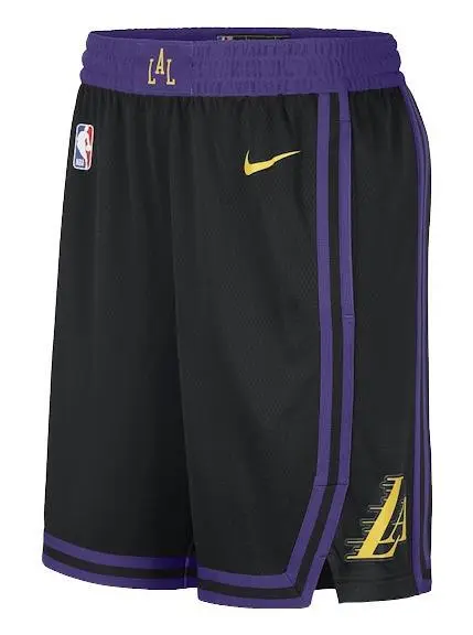 Nike Nba Los Angeles Lakers Swingman City Edition Drifit Shorts - Black