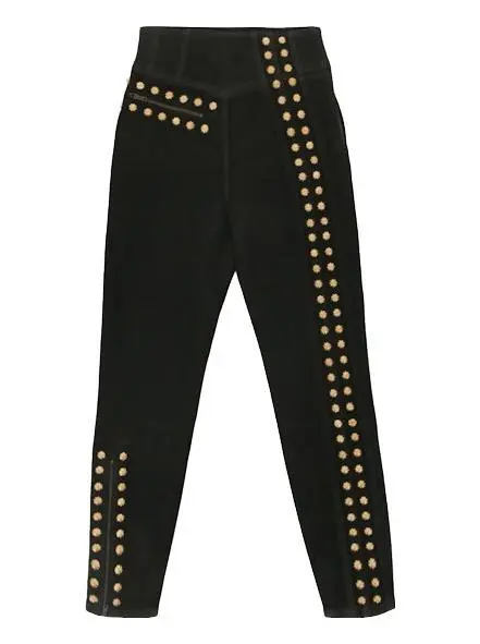 Gucci Coated Denim Pants With Studs - Black/gold