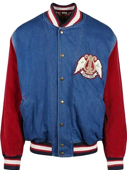 Gucci Denim Bomber Jacket - Red/blue