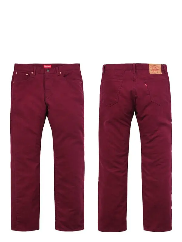 Supreme Levis Moleskin 505 Jean - Burgundy