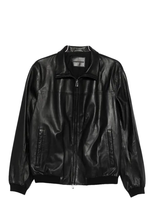 Emporio Armani Leather Blouson Jacket - Black
