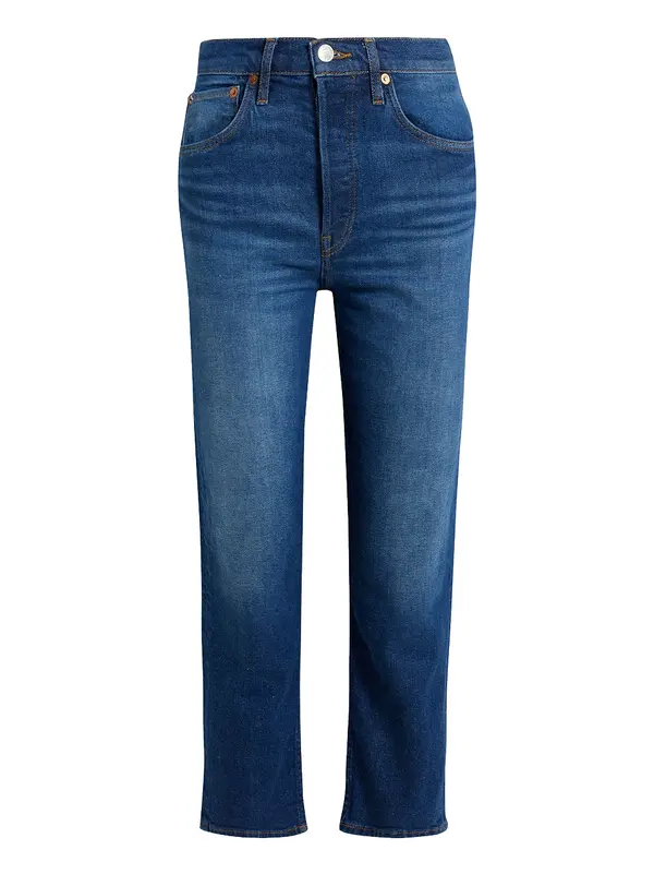 RE/DONE 70s Cropped High-rise Slim-leg Jeans - Mid Denim
