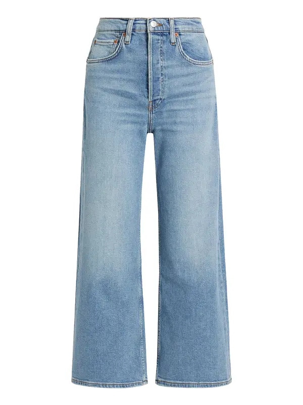 RE/DONE WITH LEVI'S Levi's Cropped Wide-leg High-rise Jeans - Mid Denim