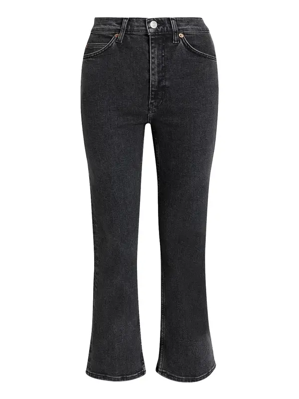RE/DONE 70s Cropped High-rise Bootcut Jeans - Dark Gray