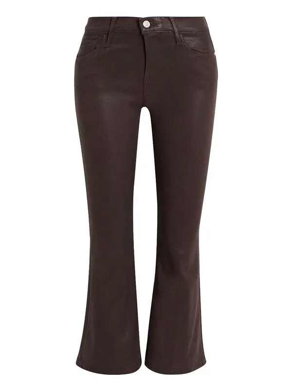 FRAME Le Crop Coated Flare Jeans - Dark Brown