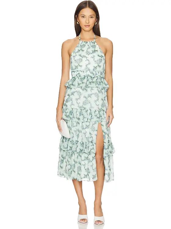 Likely Dyana Midi Dress - Green & Ivory