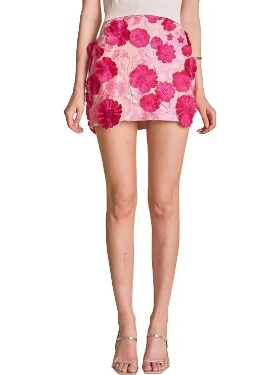 Endless Rose Floral Embroidered Mini Skirt - Pink