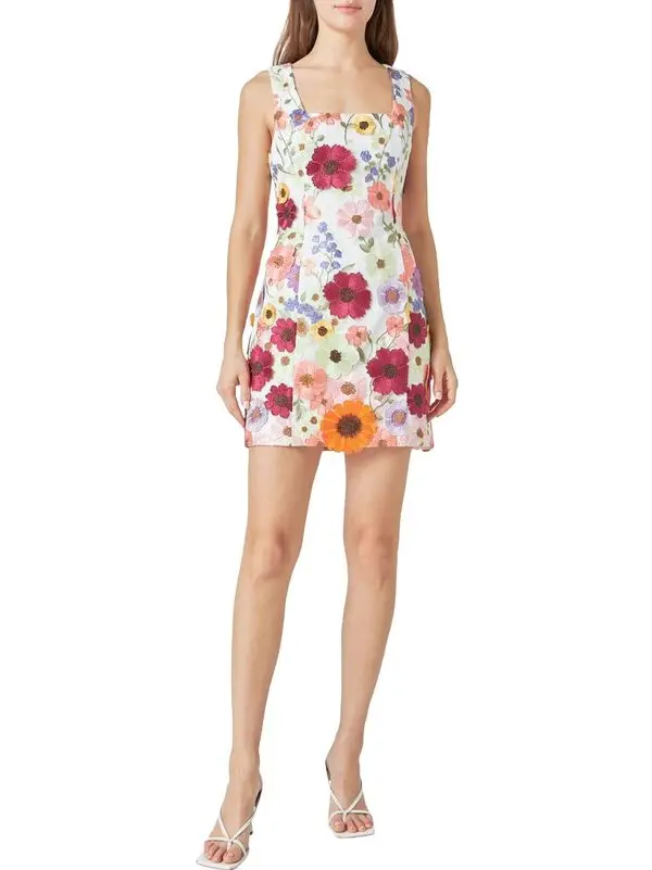 Endless Rose Floral Embroidered Minidress - White