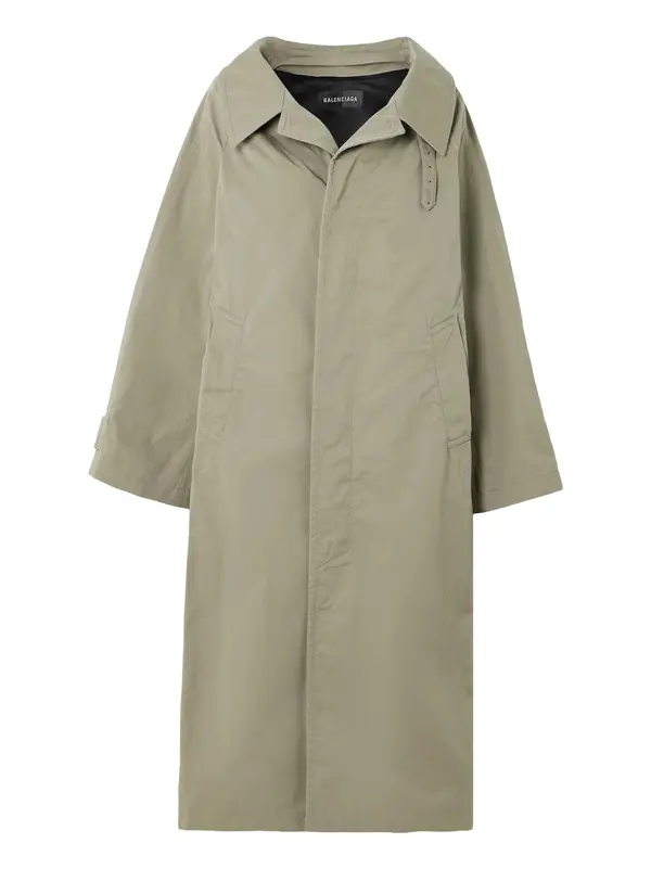 Balenciaga Off-the-shoulder Twill Coat - Neutrals