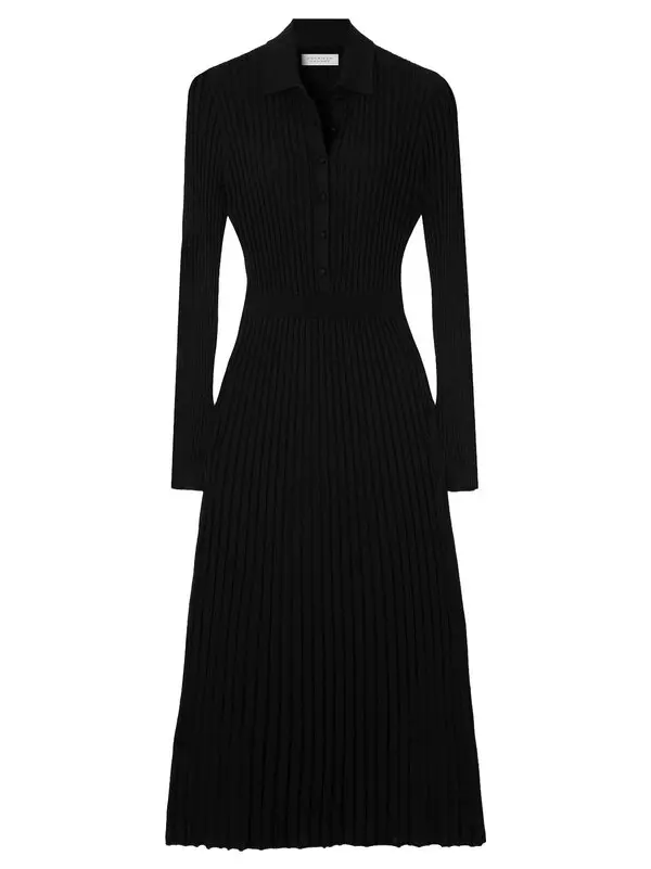 Gabriela Hearst Ardor Ribbed Cashmere And Silk-blend Midi Dress - Black