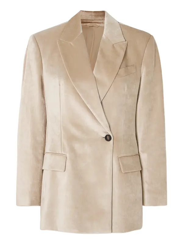 Brunello Cucinelli Asymmetric Velvet Blazer - Neutrals