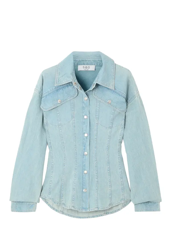 Sea Alba Paneled Denim Shirt - Blue