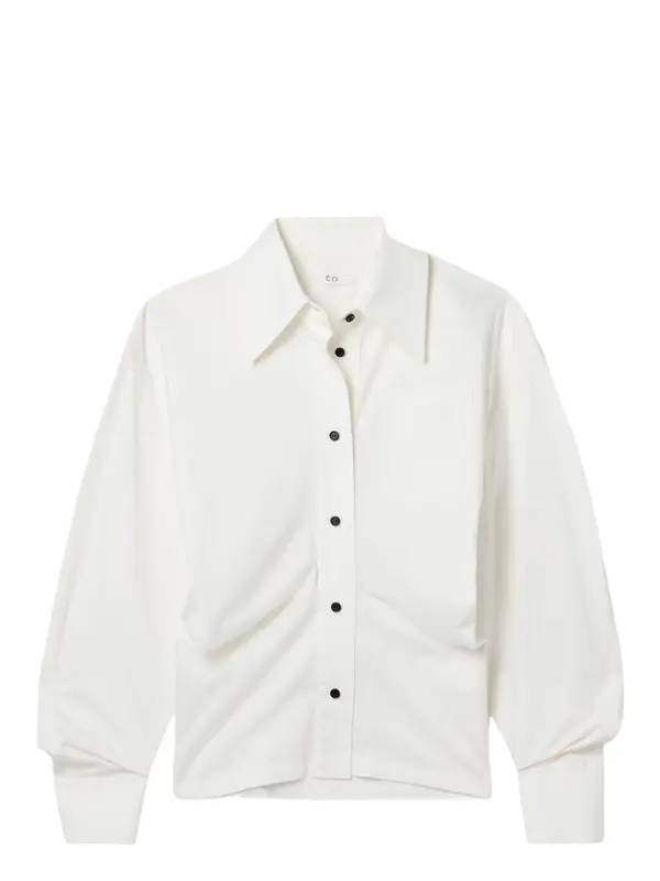 Co Gathered Cotton And Silk-blend Poplin Shirt - White