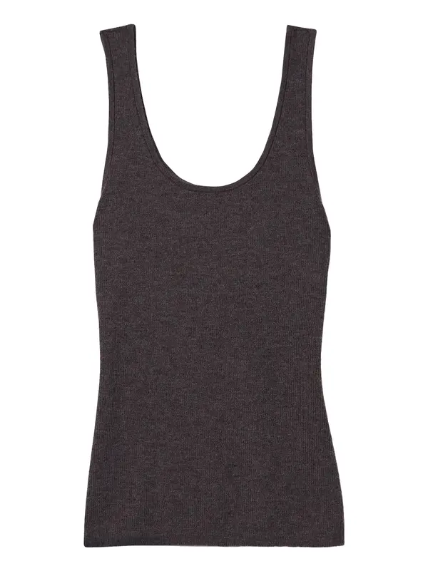 Co Ribbed Cashmere Tank - Brown