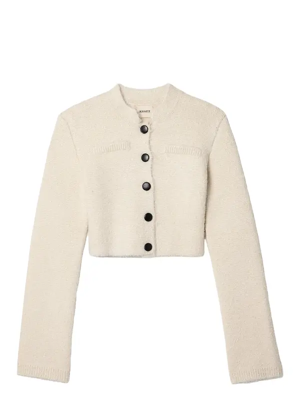 Khaite Ello Brushed Silk And Cashmere-blend Cardigan - Cream