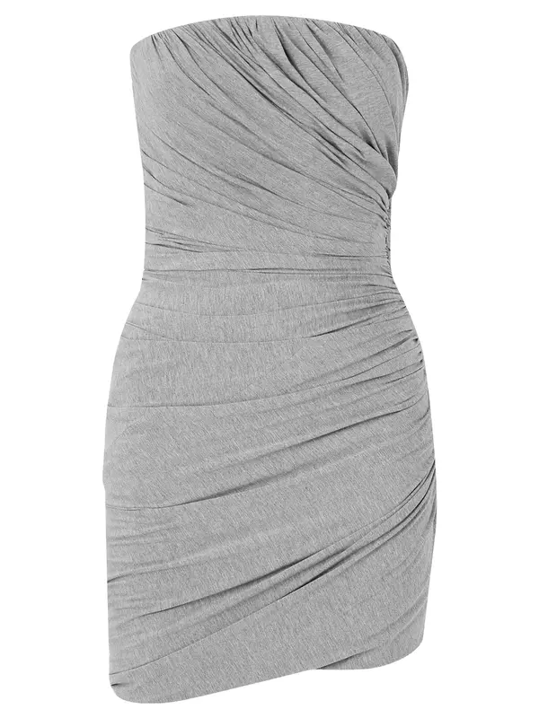 Attico Strapless Ruched Mini Dress - Gray