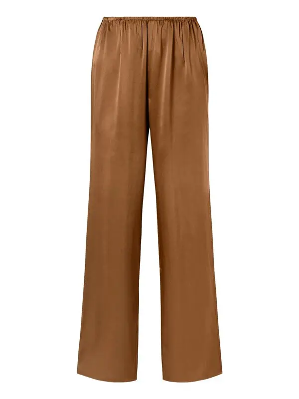 Co Silk-charmeuse Straight-leg Pants - Brown