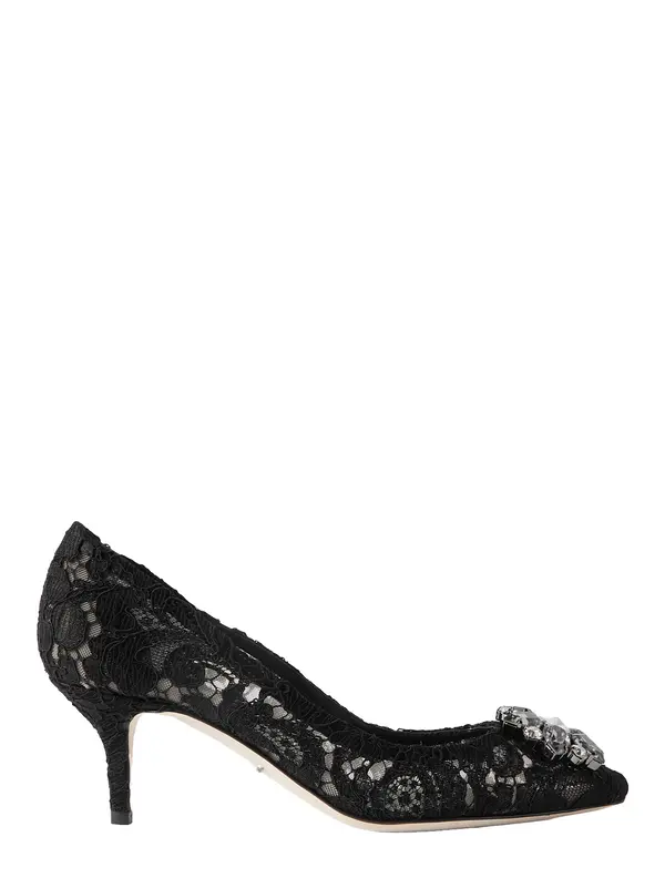 Dolce & Gabbana Bellucci Crystal-embellished Lace Pumps - Black