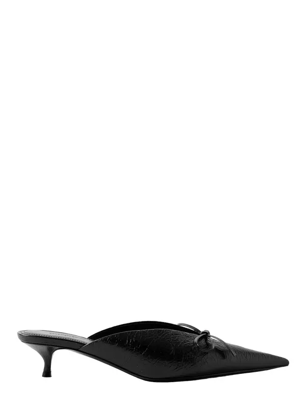 Balenciaga Knife Crinkled-leather Mules With Bows - Black
