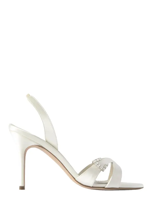 Manolo Blahnik Ramisli 90 Crystal-embellished Slingback Sandals - Cream