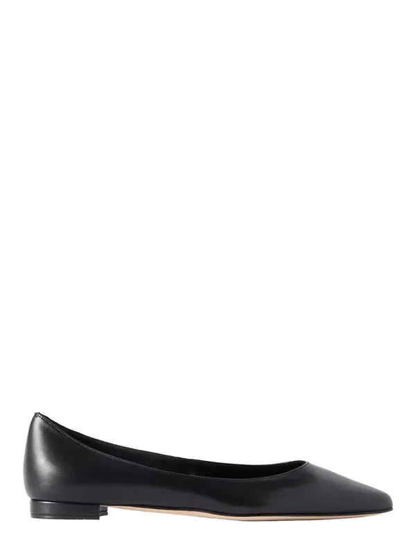 Manolo Blahnik Kietta Leather Point-toe Flats - Black