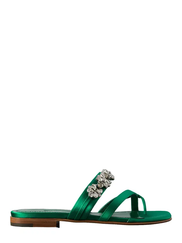 Manolo Blahnik Perlusa Crystal-embellished Sandals - Green
